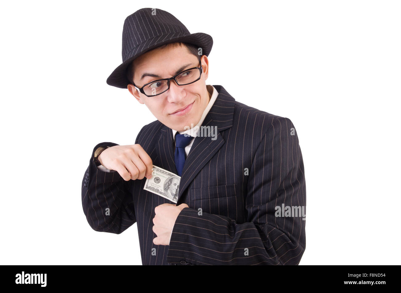 Funny gentleman in striped suit isolated on white Stock Photo - Alamy
