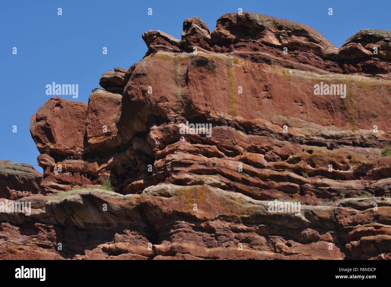 Erosion of sandstone red rocks at Red Rocks Park, Colorado Stock Photo ...