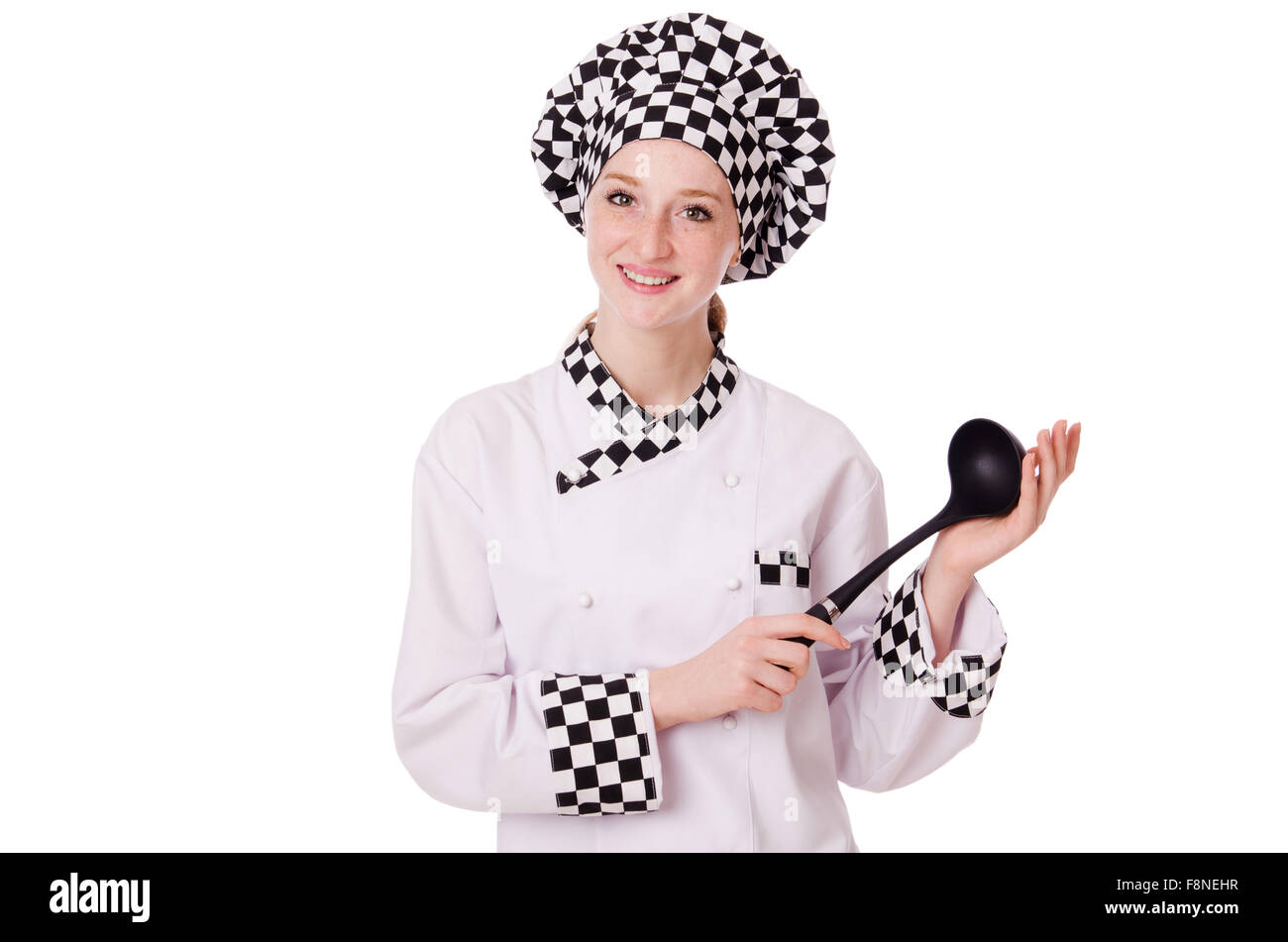 Female chef isolated on white Stock Photo - Alamy