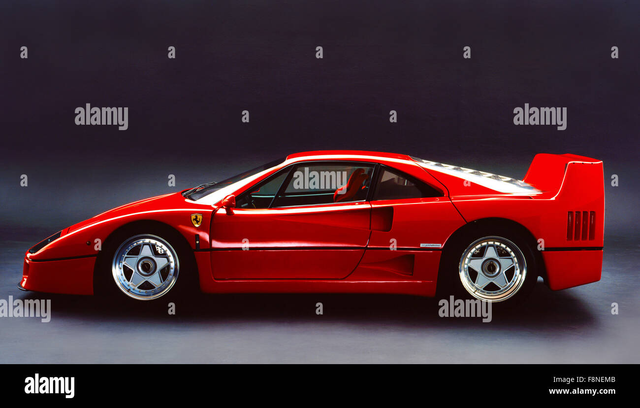 Profile of italian ferrari in red sports fast car hi-res stock ...