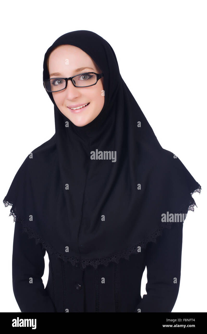 Woman with muslim burqa isolated on white Stock Photo - Alamy