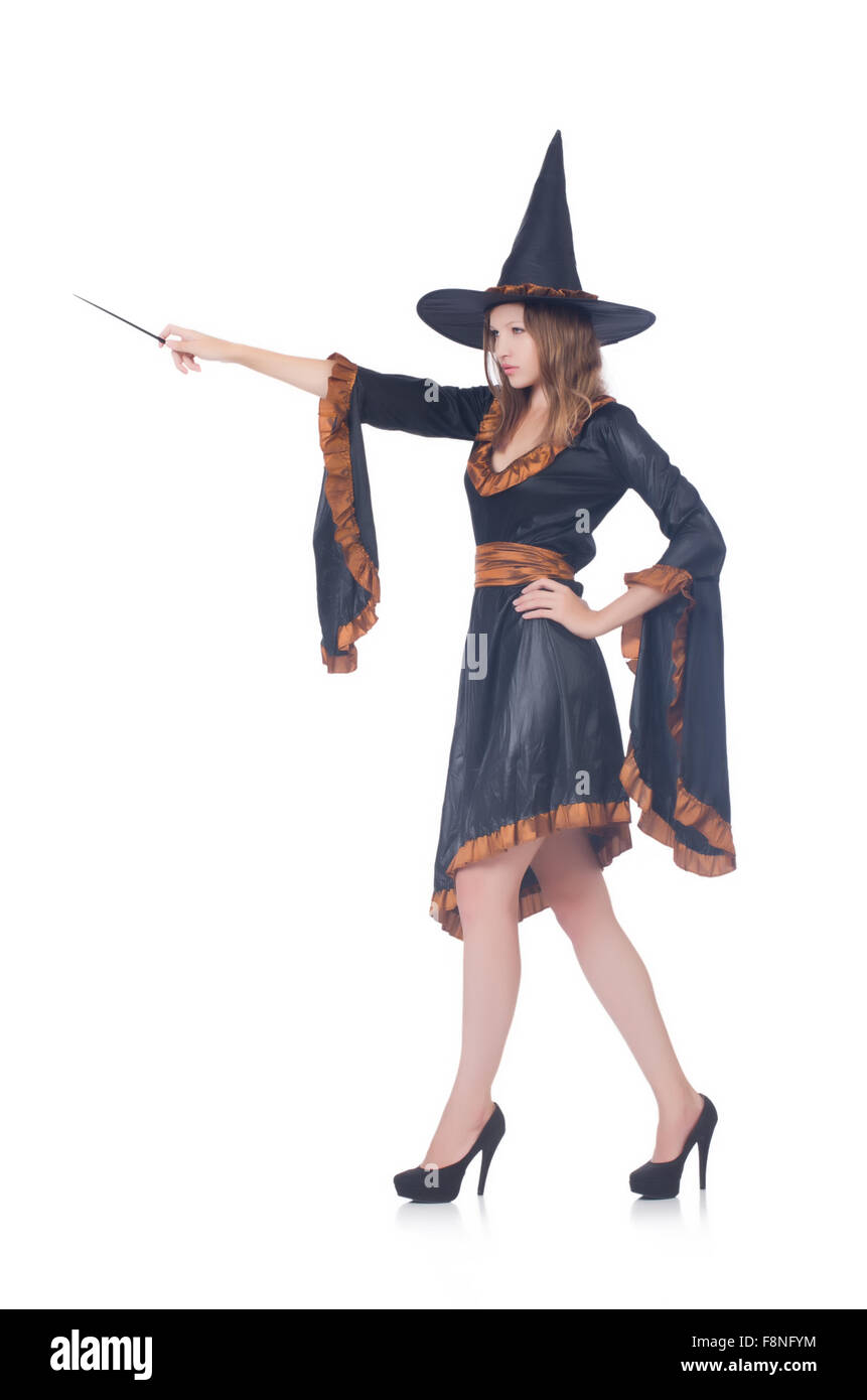 Witch isolated on the white background Stock Photo - Alamy