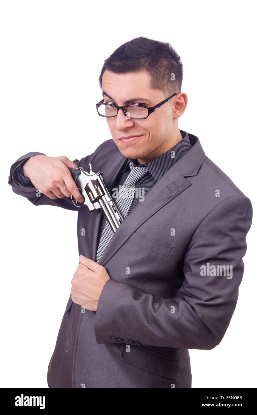 Funny businessman gun on white hi-res stock photography and images - Alamy