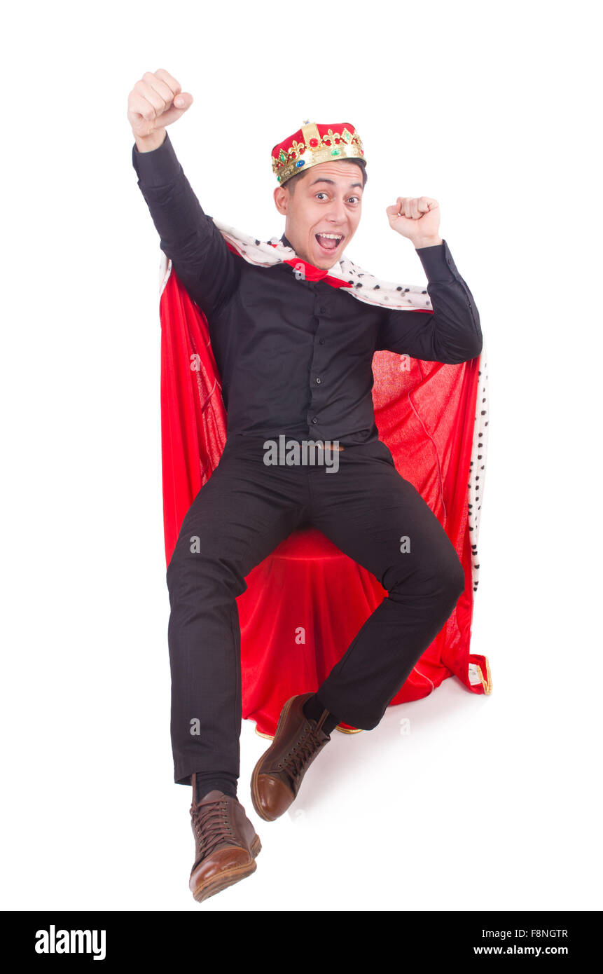 Businessman with crown isolated on white Stock Photo - Alamy