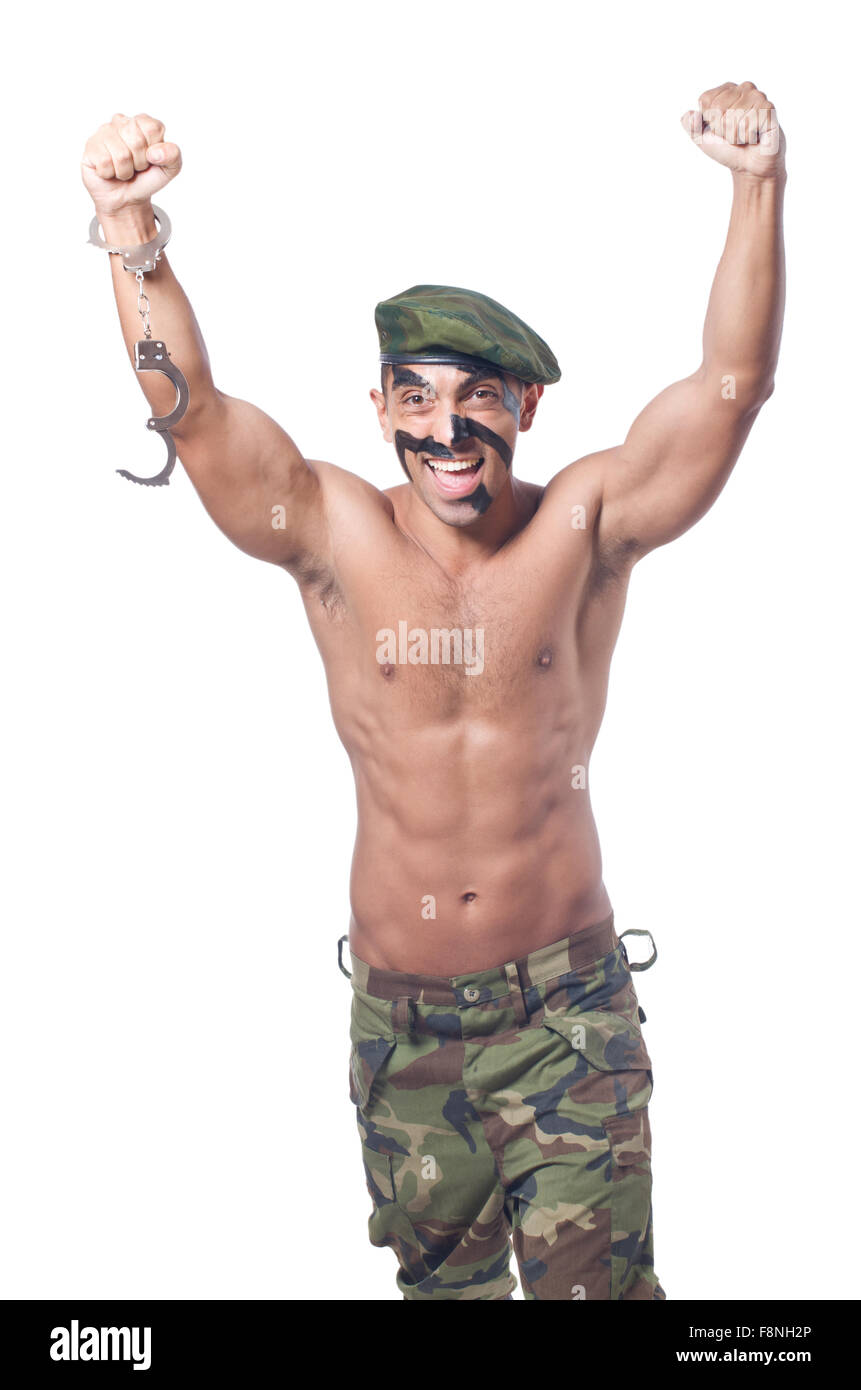 Soldier isolated on the white background Stock Photo - Alamy