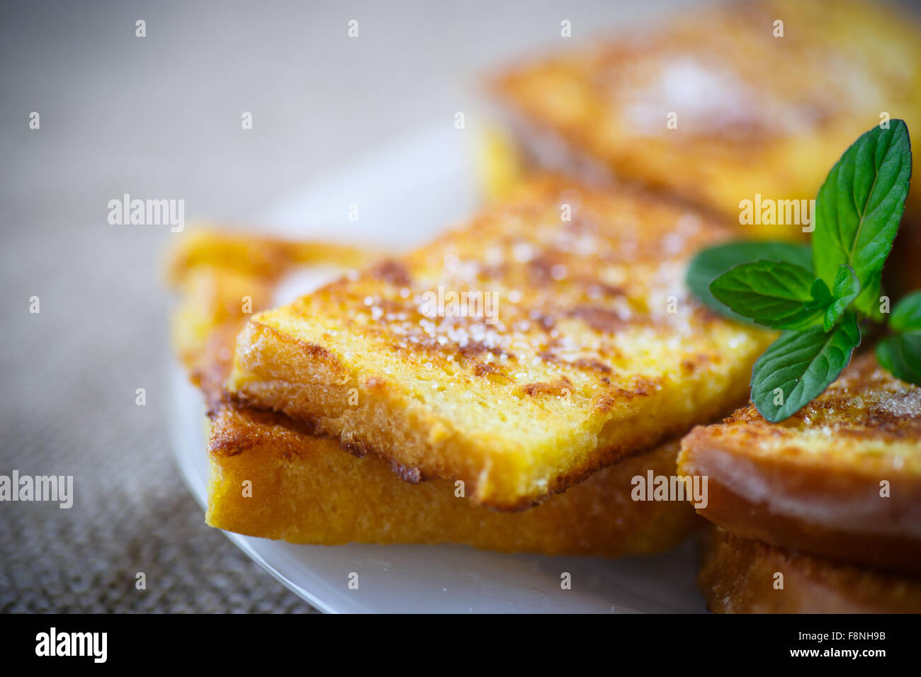 sweet toast fried egg sprinkled Stock Photo - Alamy