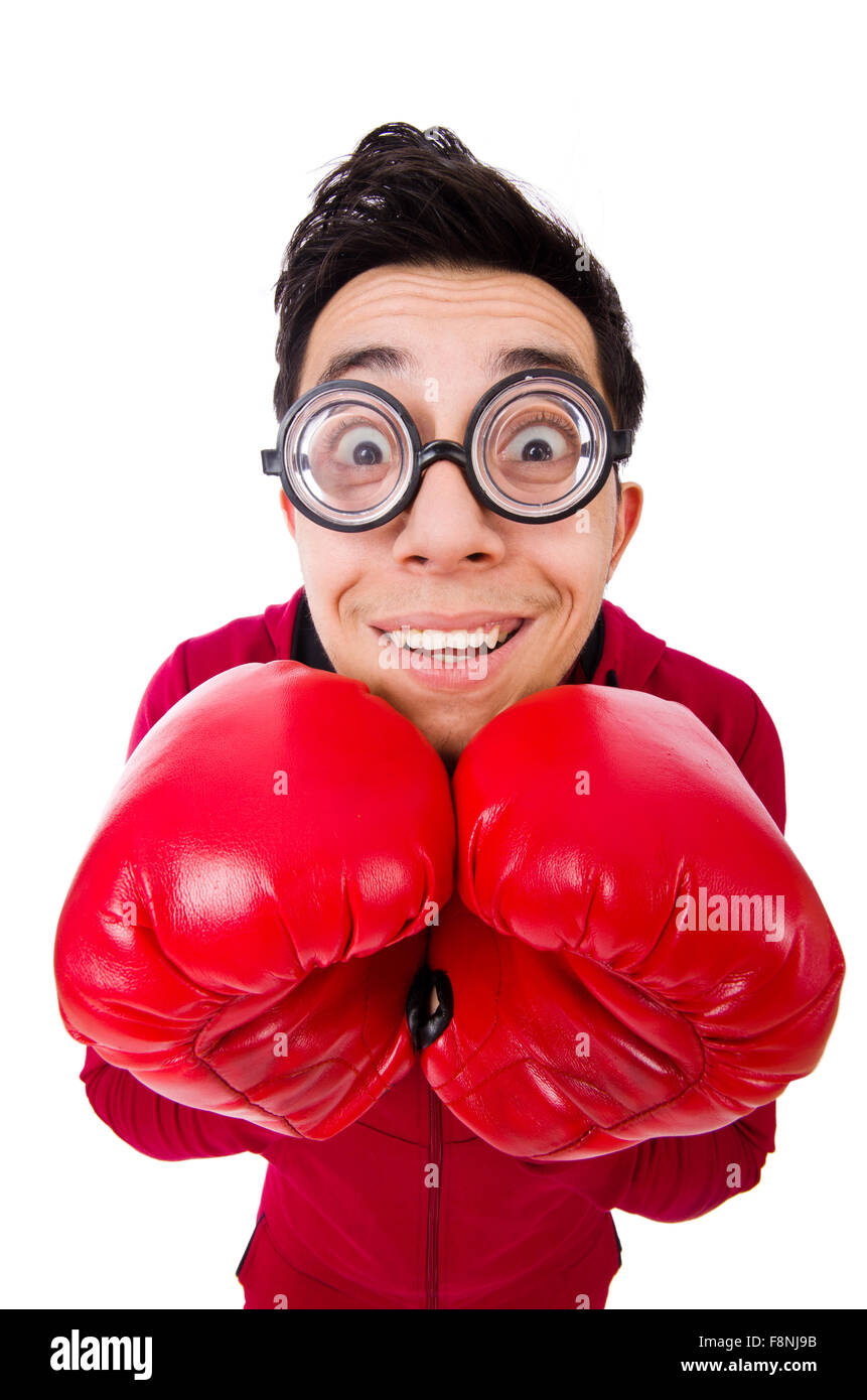 Funny boxer isolated on white Stock Photo - Alamy