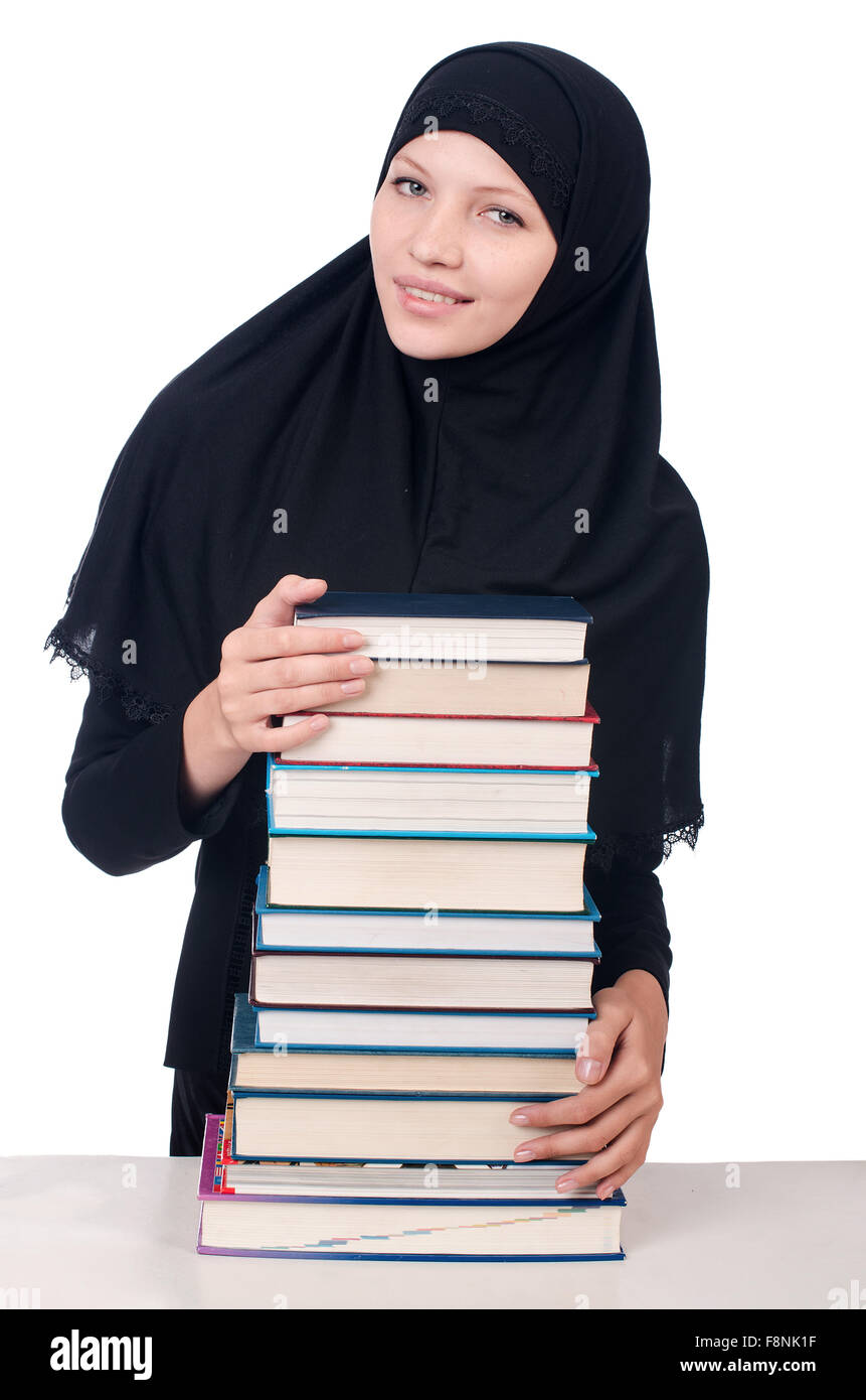 Young muslim female student with books Stock Photo - Alamy