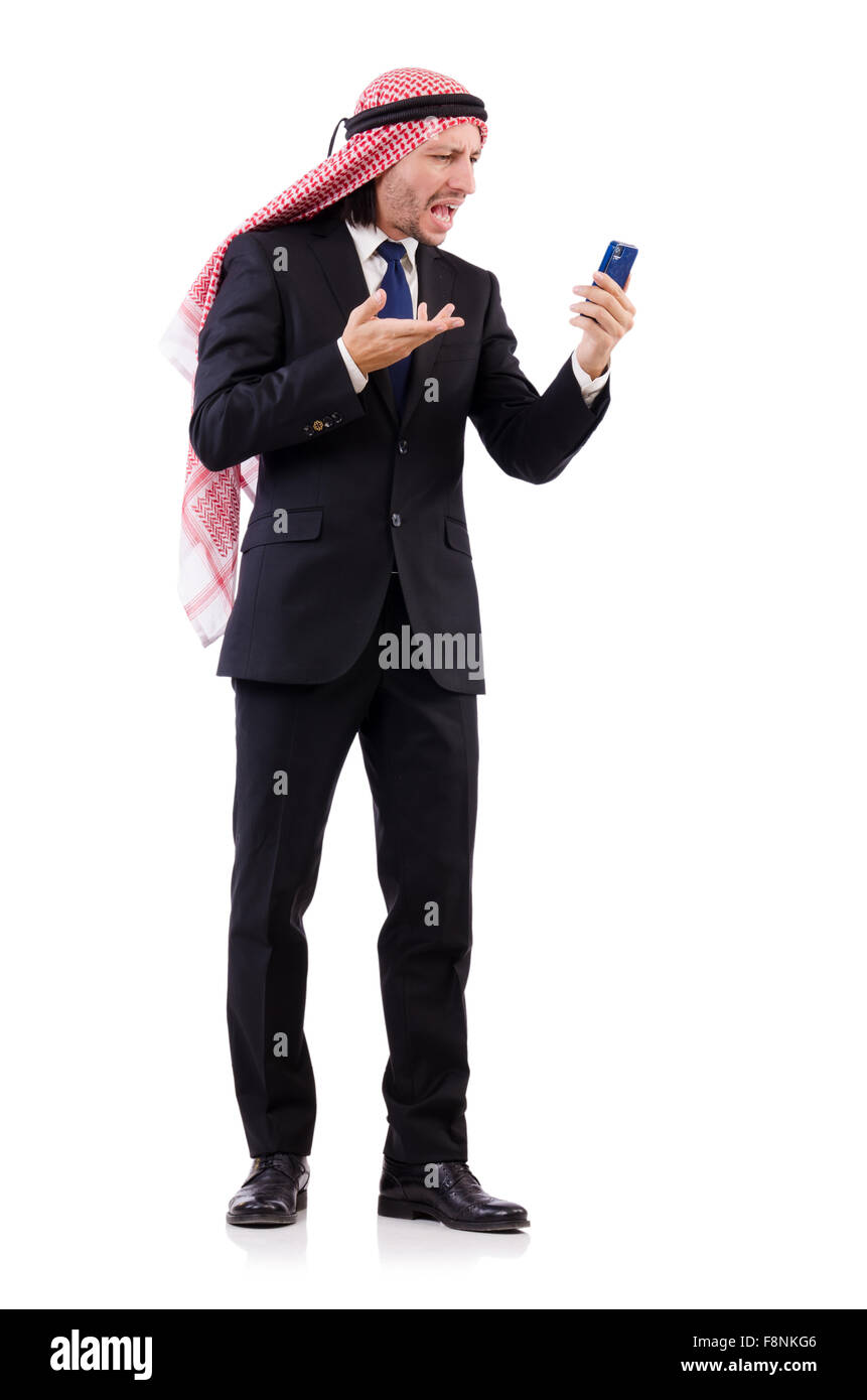 Happy arab man talking Cut Out Stock Images & Pictures - Alamy