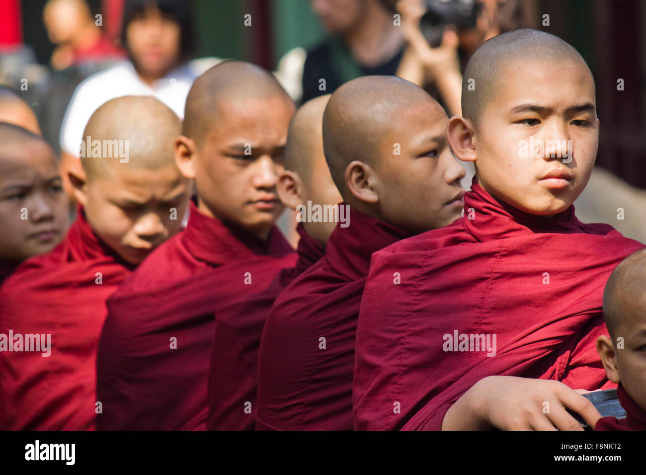 Monks in a row: Mahagandayon Monastery. Monks, collectively known as ...