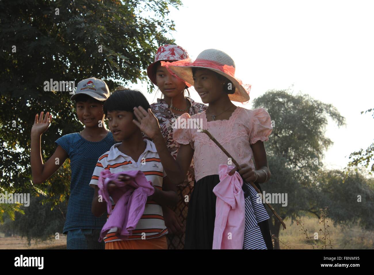 Burmese Family. Brother and sisters Stock Photo - Alamy