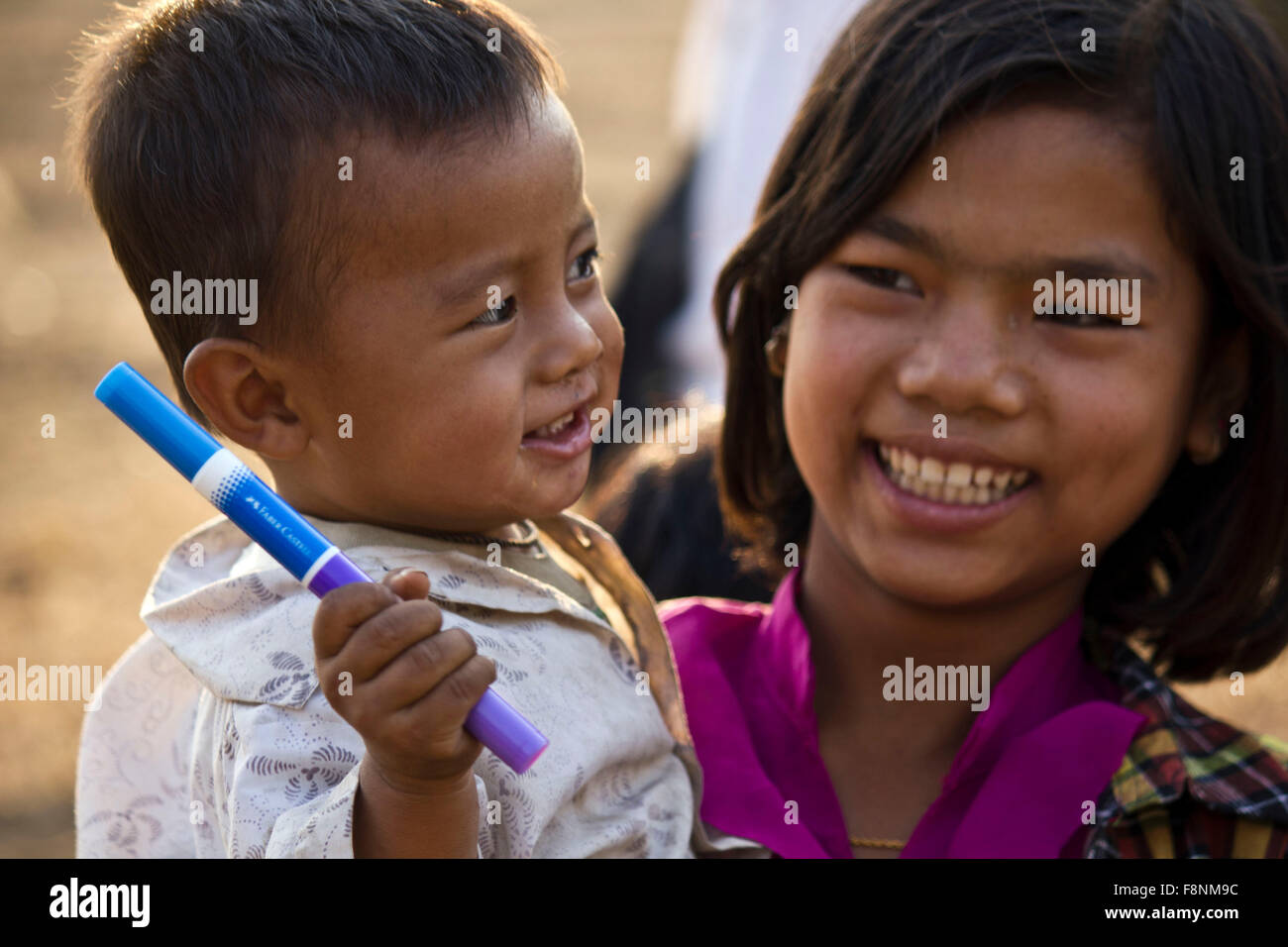 Burmese Family. Brother and sisters Stock Photo - Alamy