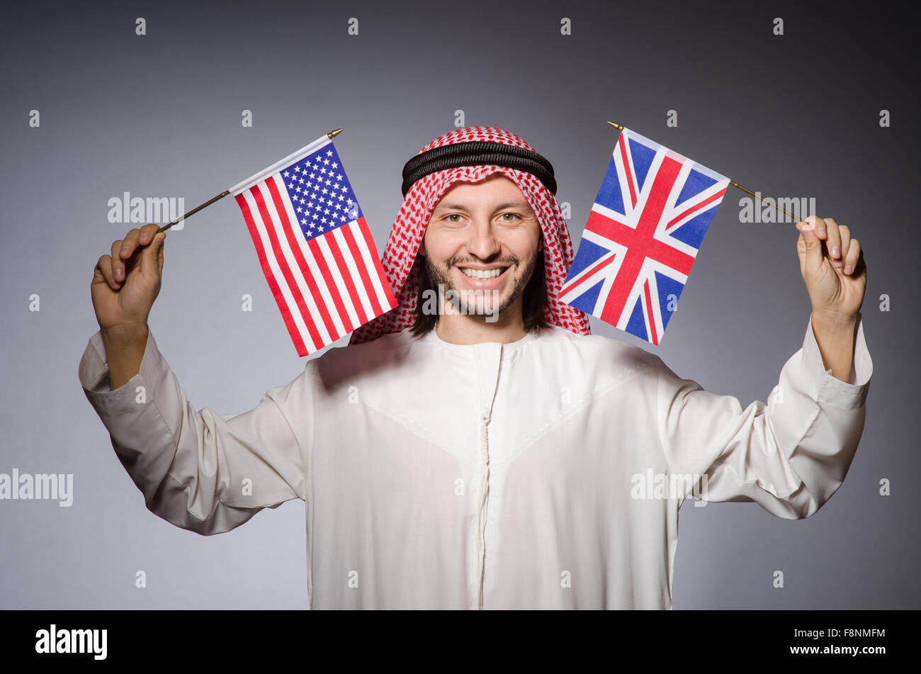 Arab man with united kingdom flag Stock Photo - Alamy