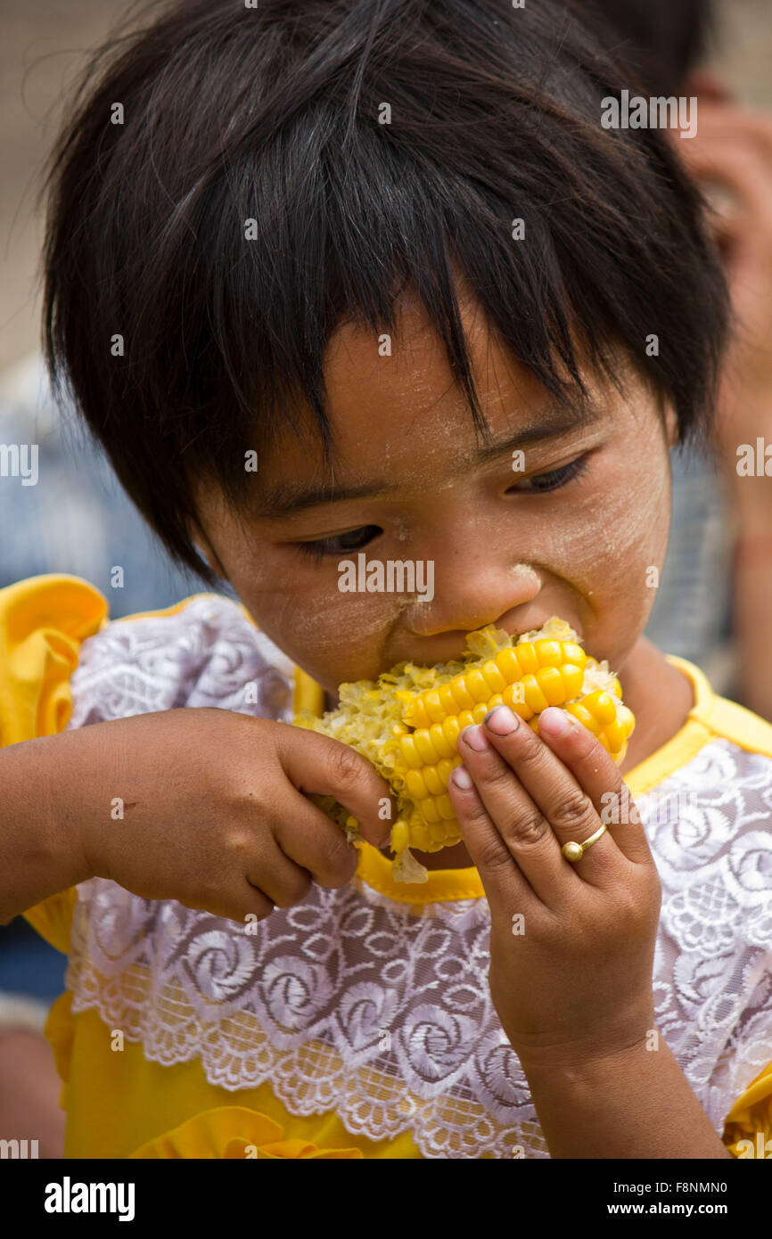 Young girl eating cob Stock Photo - Alamy