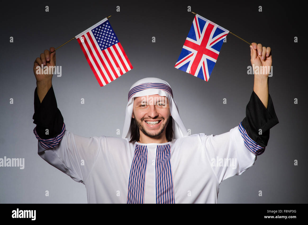 Arab man with united kingdom flag Stock Photo - Alamy