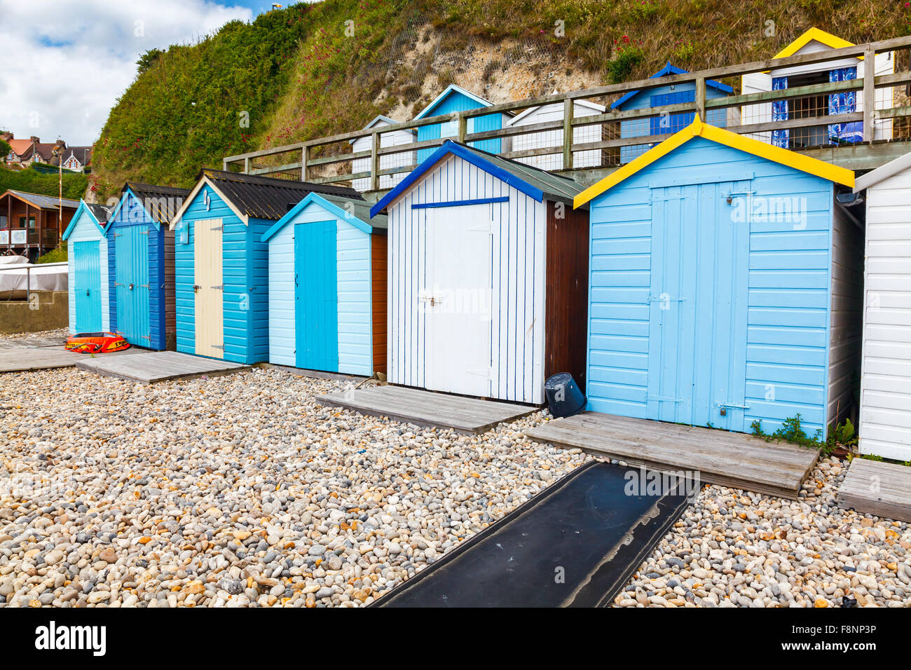 English traditional beach huts hi-res stock photography and images - Alamy