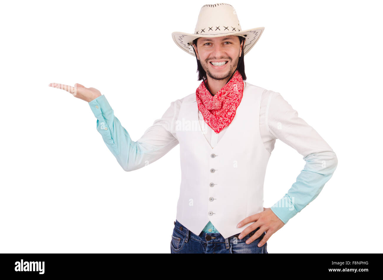 Cowboy isolated on the white background Stock Photo - Alamy