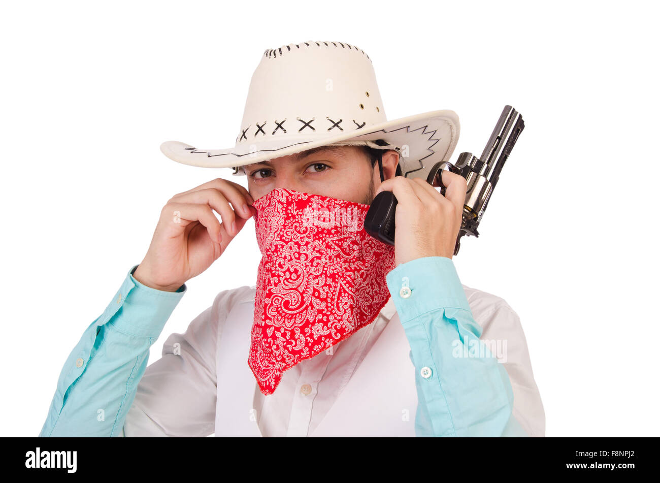 Cowboy isolated on the white background Stock Photo - Alamy