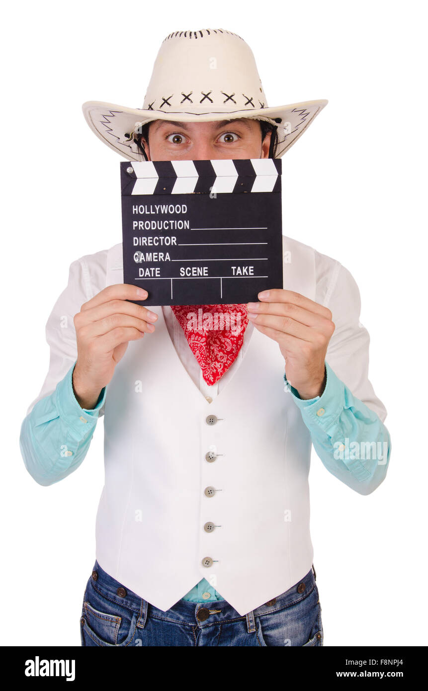 Cowboy isolated on the white background Stock Photo - Alamy