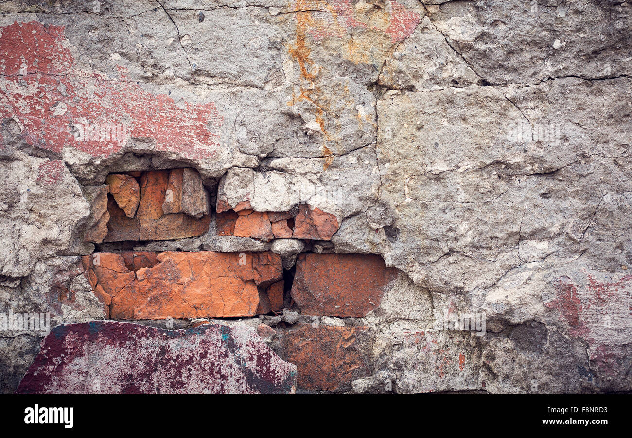 Background of colorful brick wall texture. brickwork. Peeling paint ...