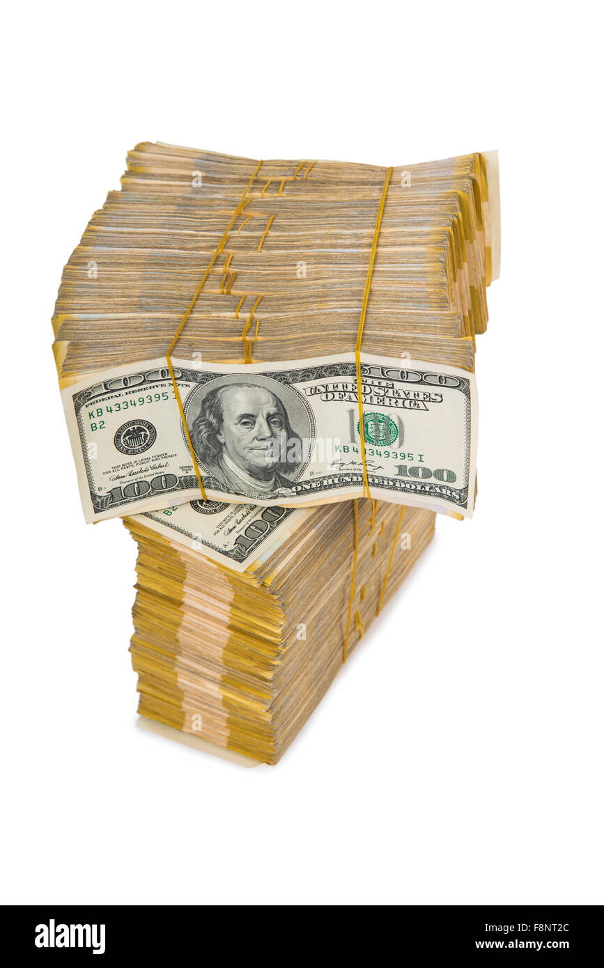 American dollar stack isolated on the white Stock Photo - Alamy