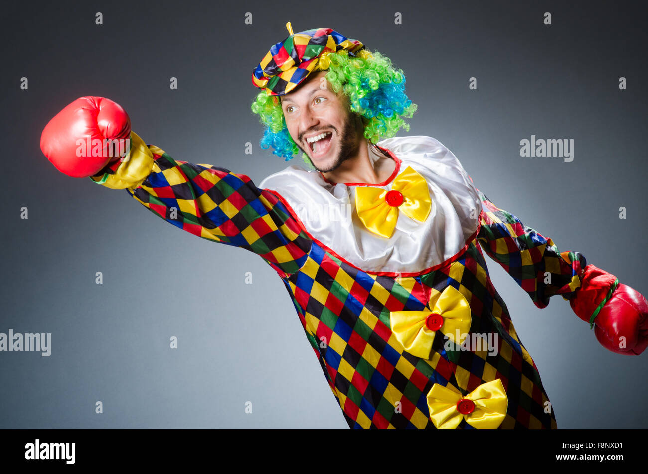 Funny clown with boxing gloves Stock Photo - Alamy