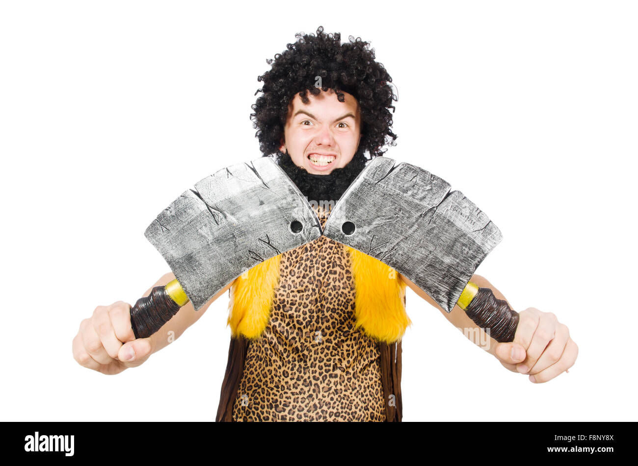 Savage man isolated on white Stock Photo - Alamy