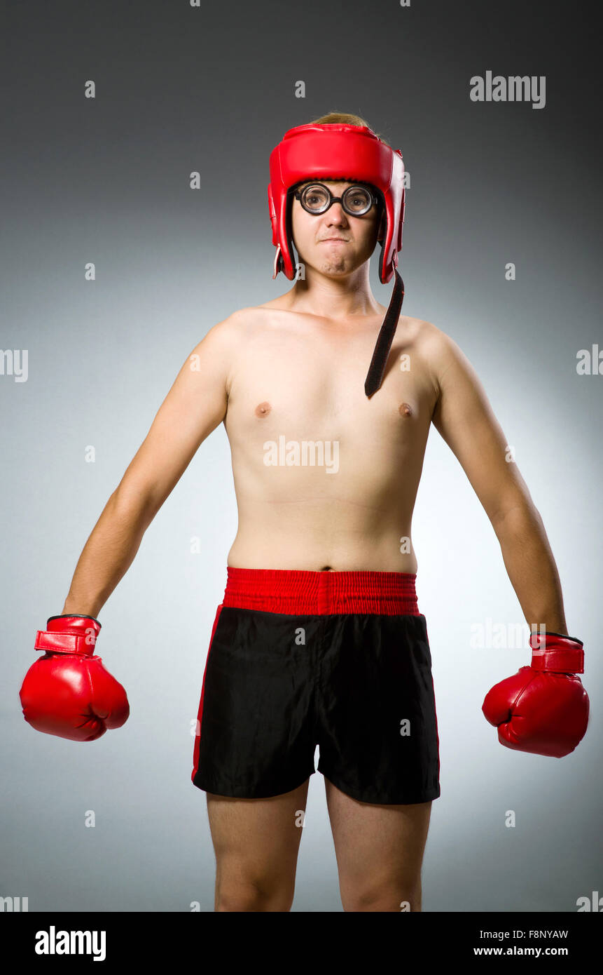 Funny nerd boxer in sport concept Stock Photo - Alamy