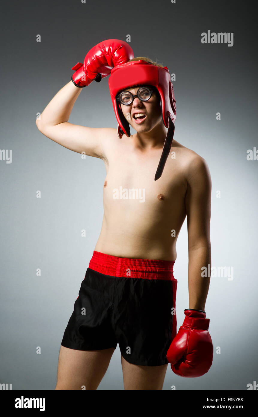 Funny nerd boxer in sport concept Stock Photo - Alamy