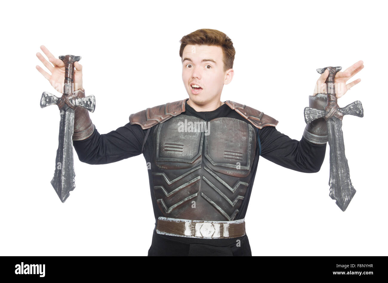 Funny knight isolated on the white background Stock Photo - Alamy