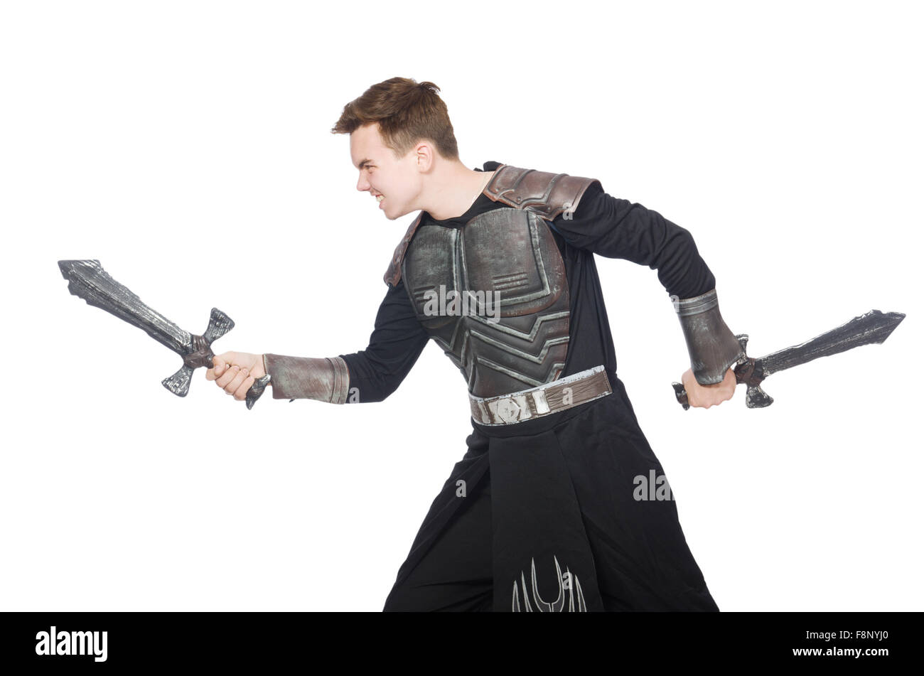 Funny knight isolated on the white background Stock Photo - Alamy