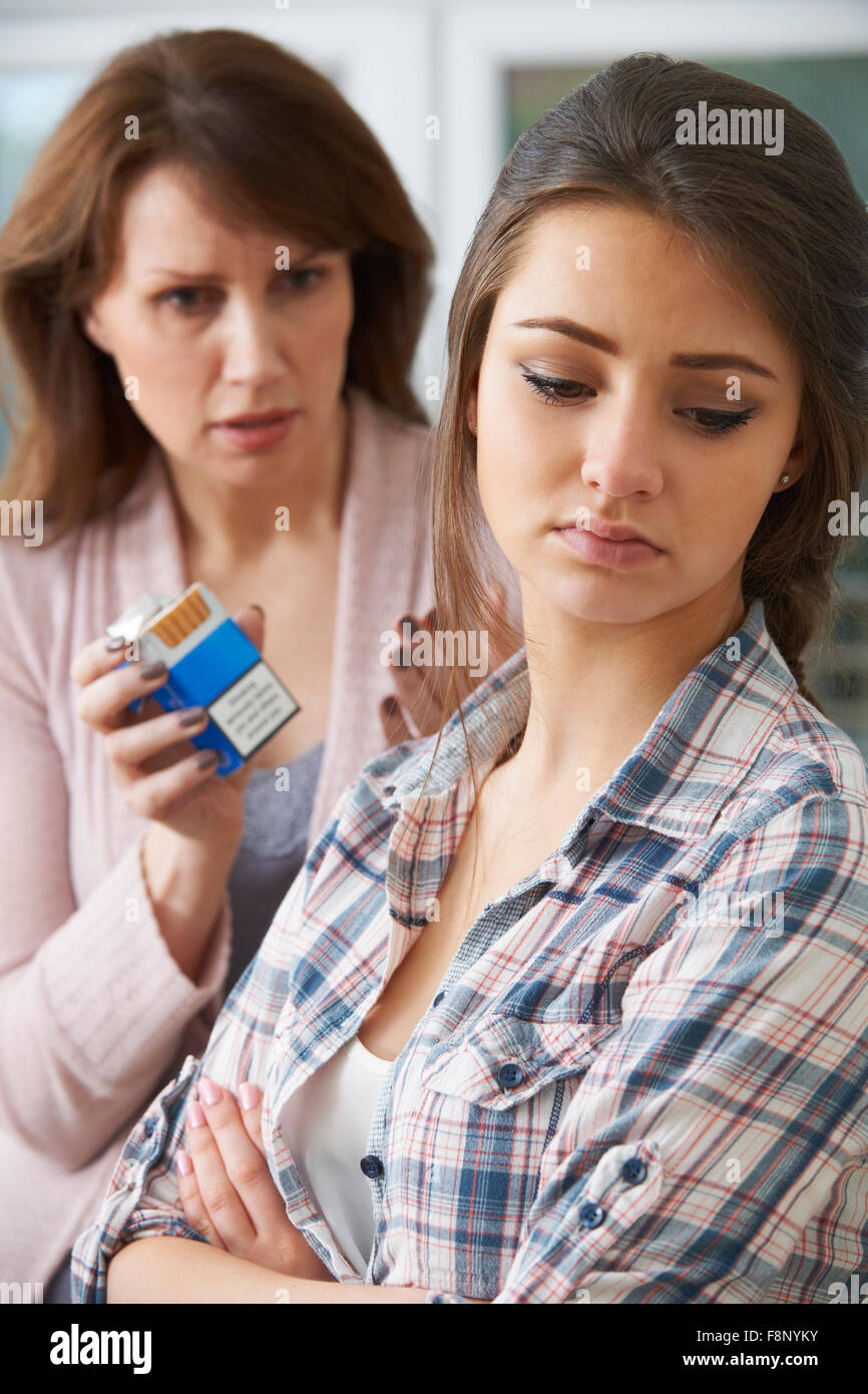 Mother Talking To Teenage Daughter About Dangers Of Smoking Stock Photo ...