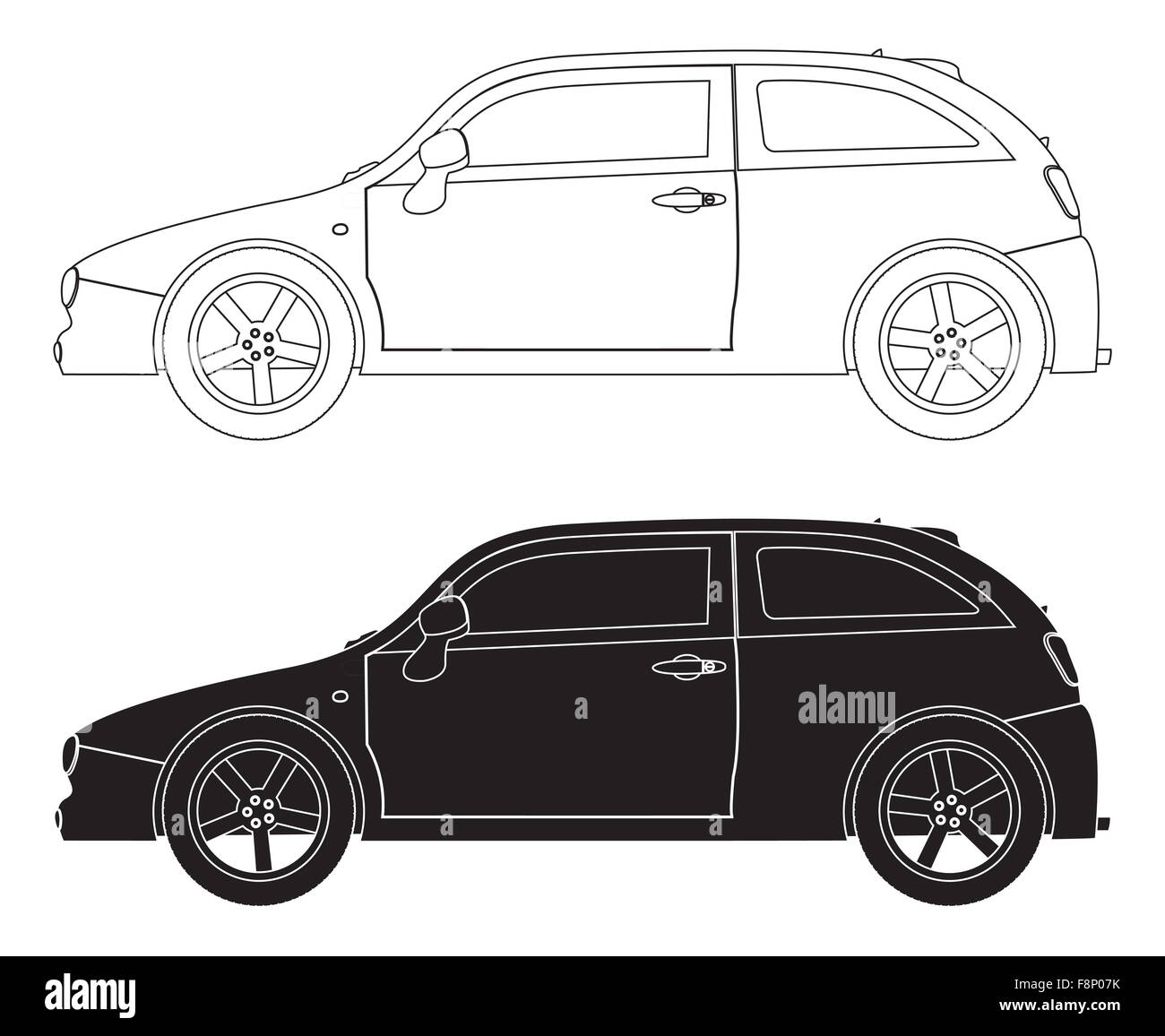 Hatchback outlines isolated on a white background Stock Photo - Alamy