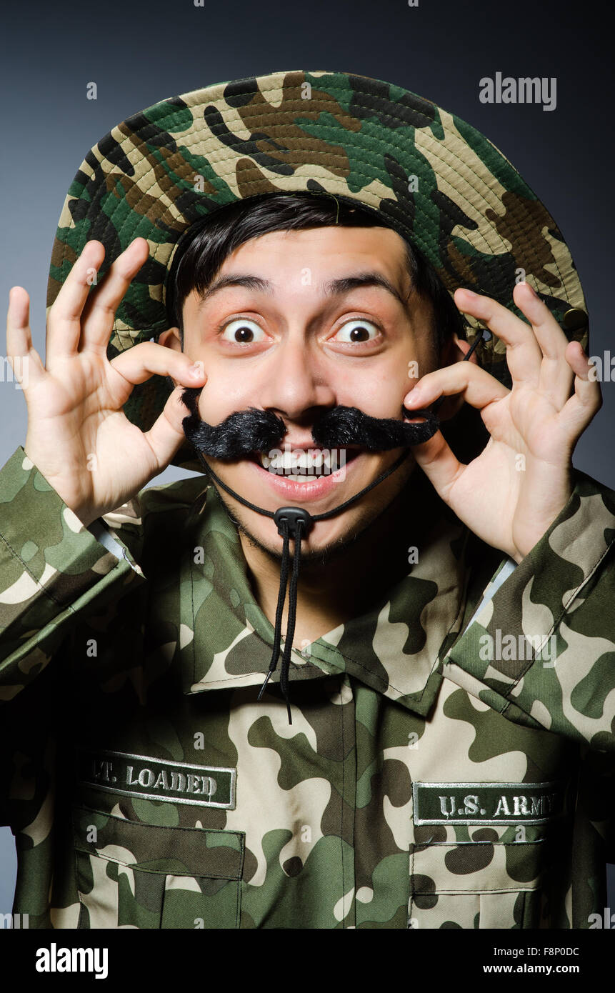 Funny soldier in military concept Stock Photo - Alamy