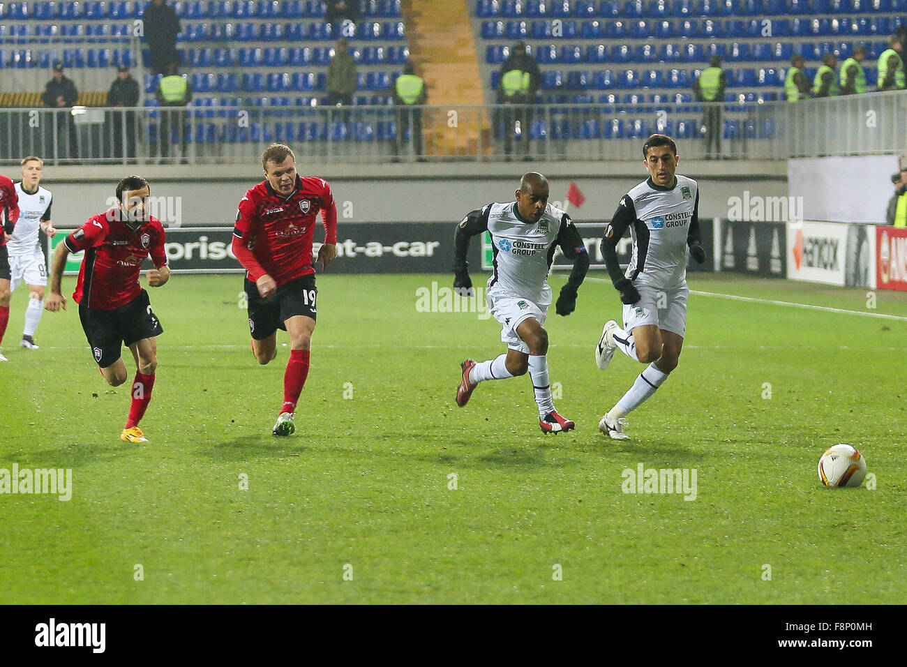 Baku, Azerbaijan. 10th Dec, 2015. Qabala's players and Krasnodar's ...
