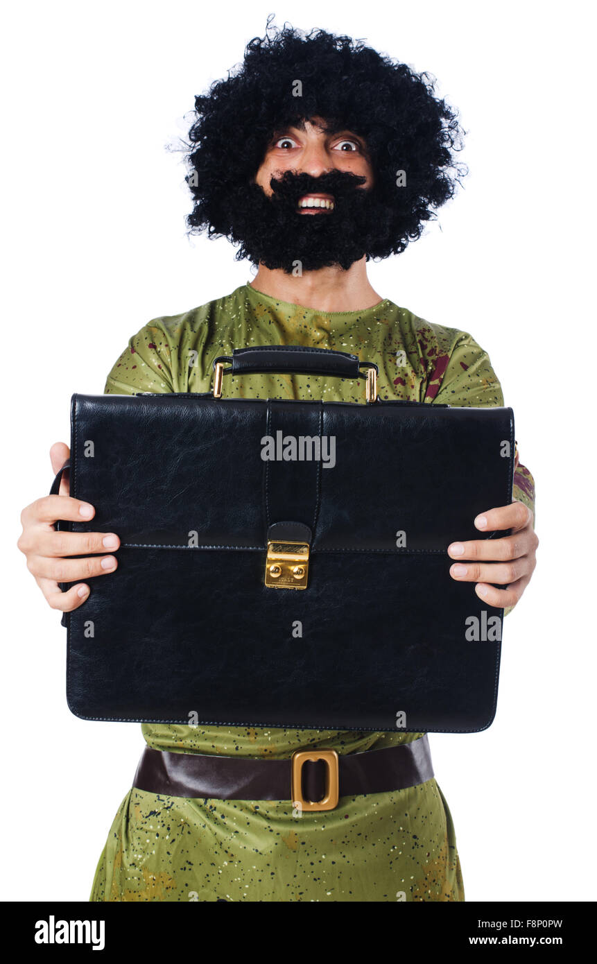 Savage man isolated on white Stock Photo - Alamy