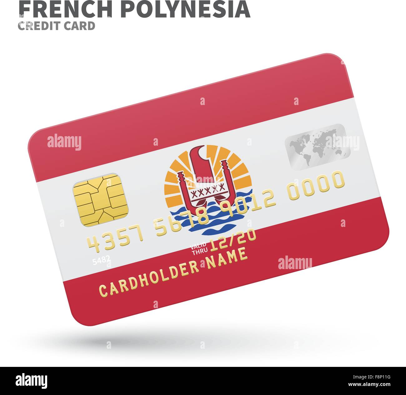 Credit card with French Polynesia flag background for bank ...