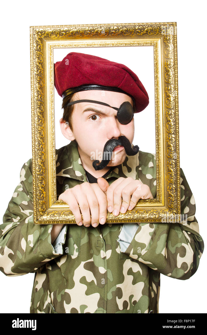 Funny soldier in military concept Stock Photo - Alamy