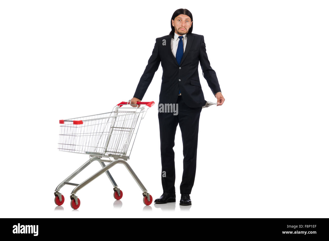 Man running out of money in the supermarket Stock Photo - Alamy