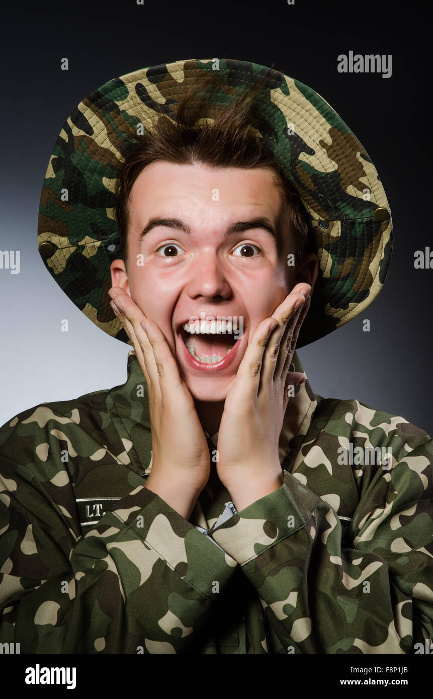 Funny soldier in military concept Stock Photo - Alamy