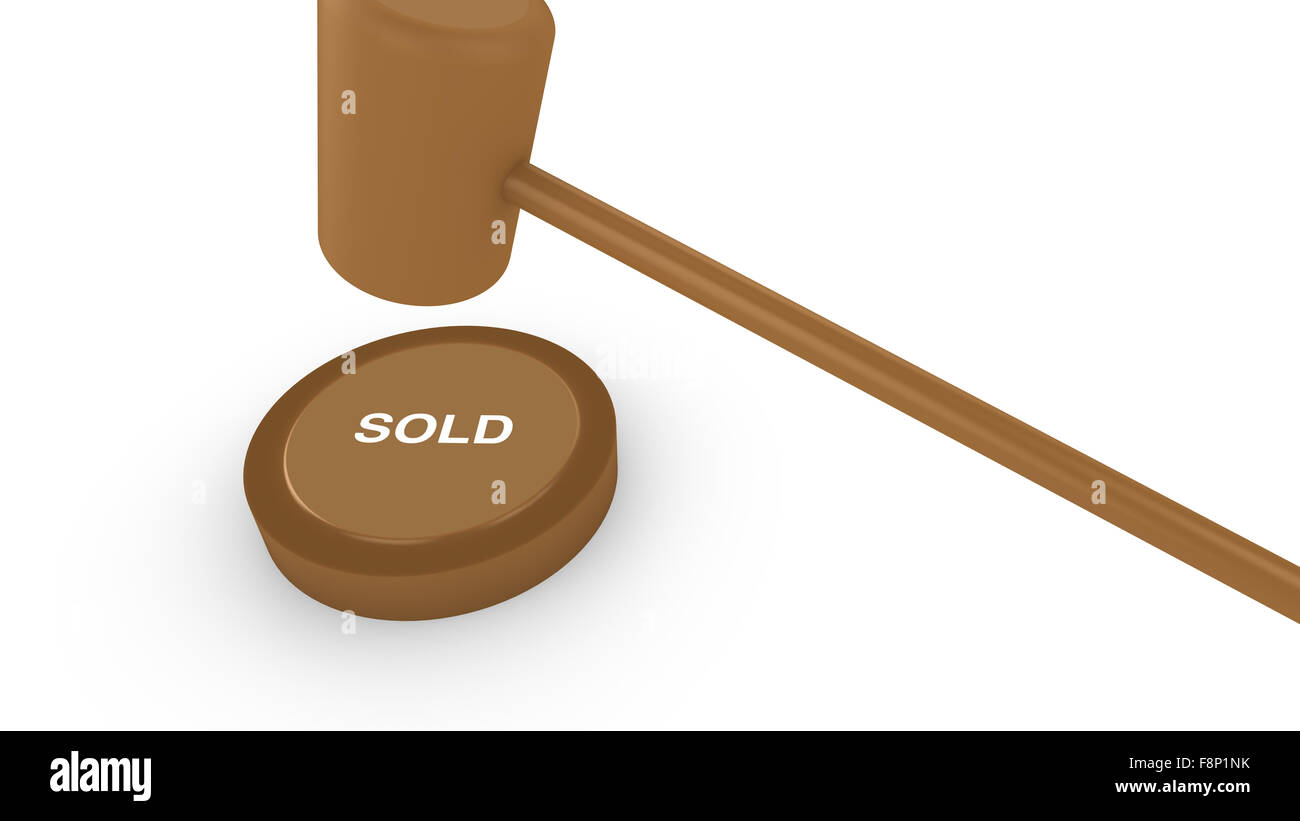 Hammer smashing on sold sign concept for auction Stock Photo - Alamy