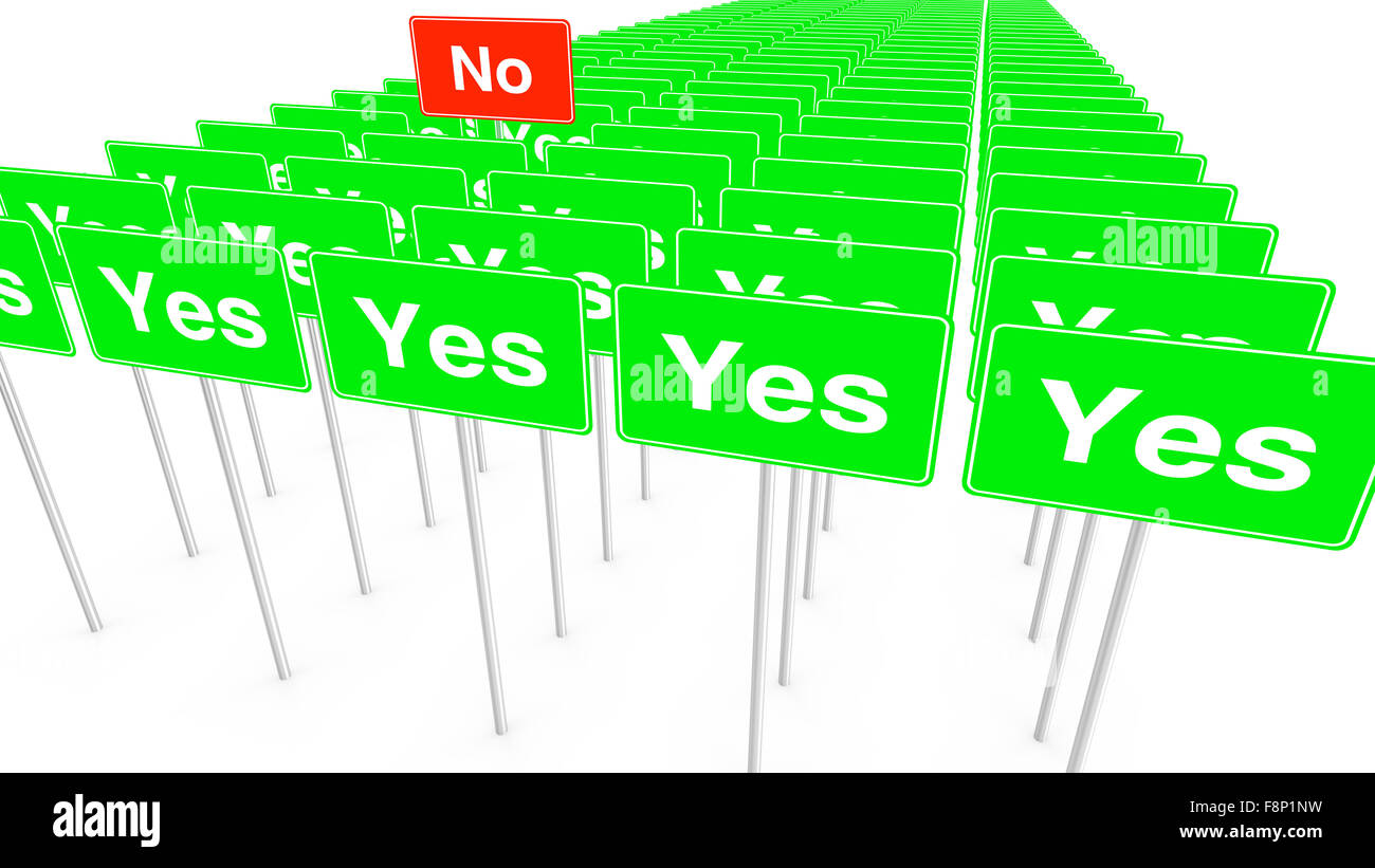 Many yes and one no signs on white Stock Photo - Alamy