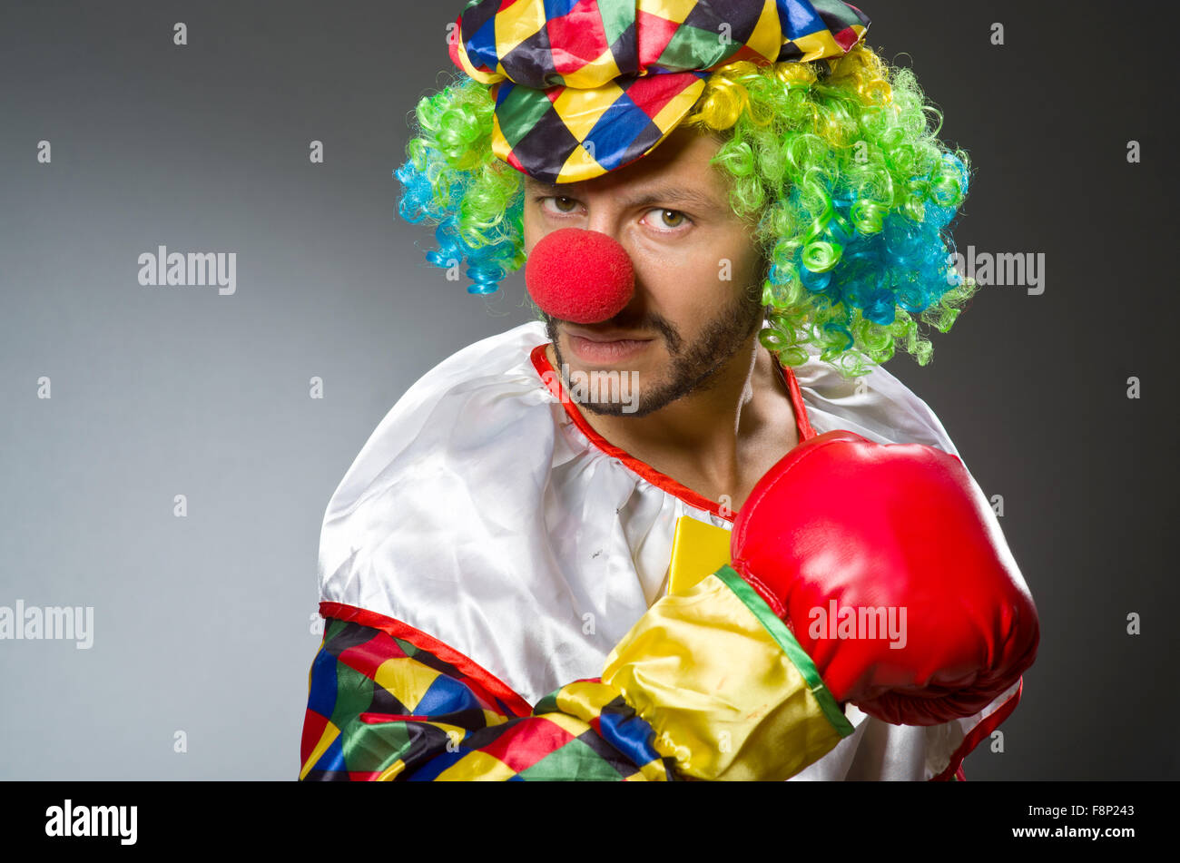 Funny clown with boxing gloves Stock Photo - Alamy