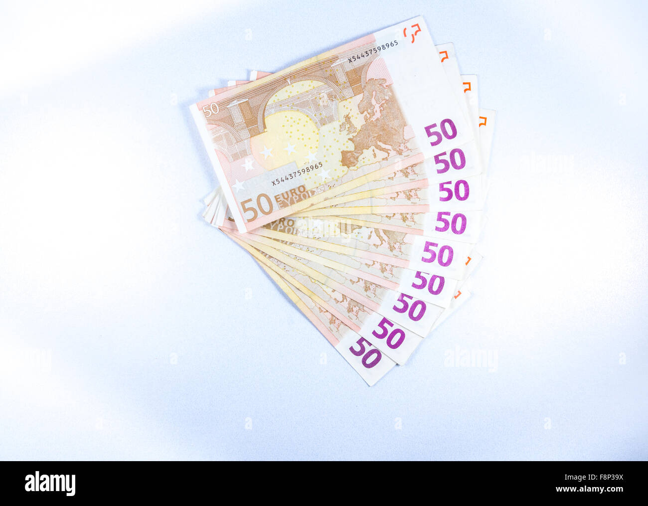 A fan made of fifty Euro notes money Stock Photo - Alamy