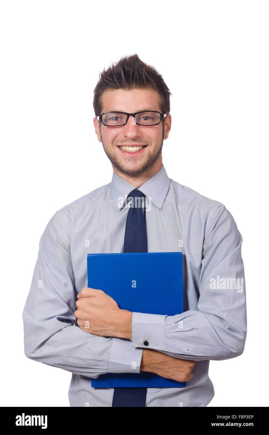 Funny businessman isolated on the white Stock Photo - Alamy