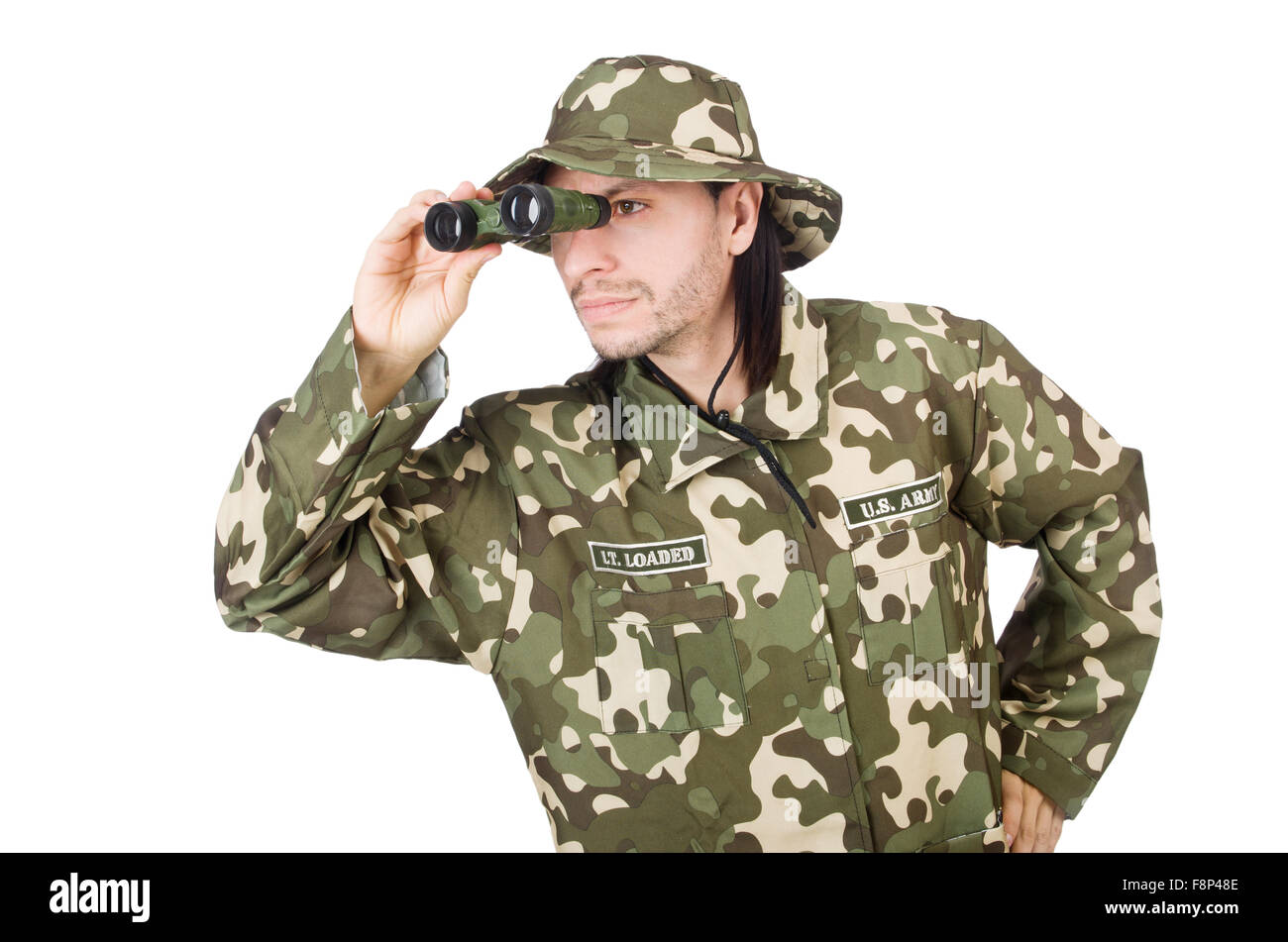Funny soldier with binoculars hi-res stock photography and images - Alamy