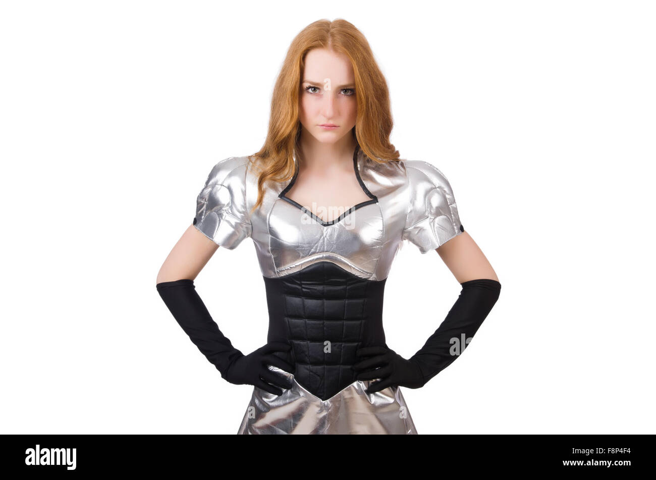 Woman in tech concept isolated on white Stock Photo - Alamy