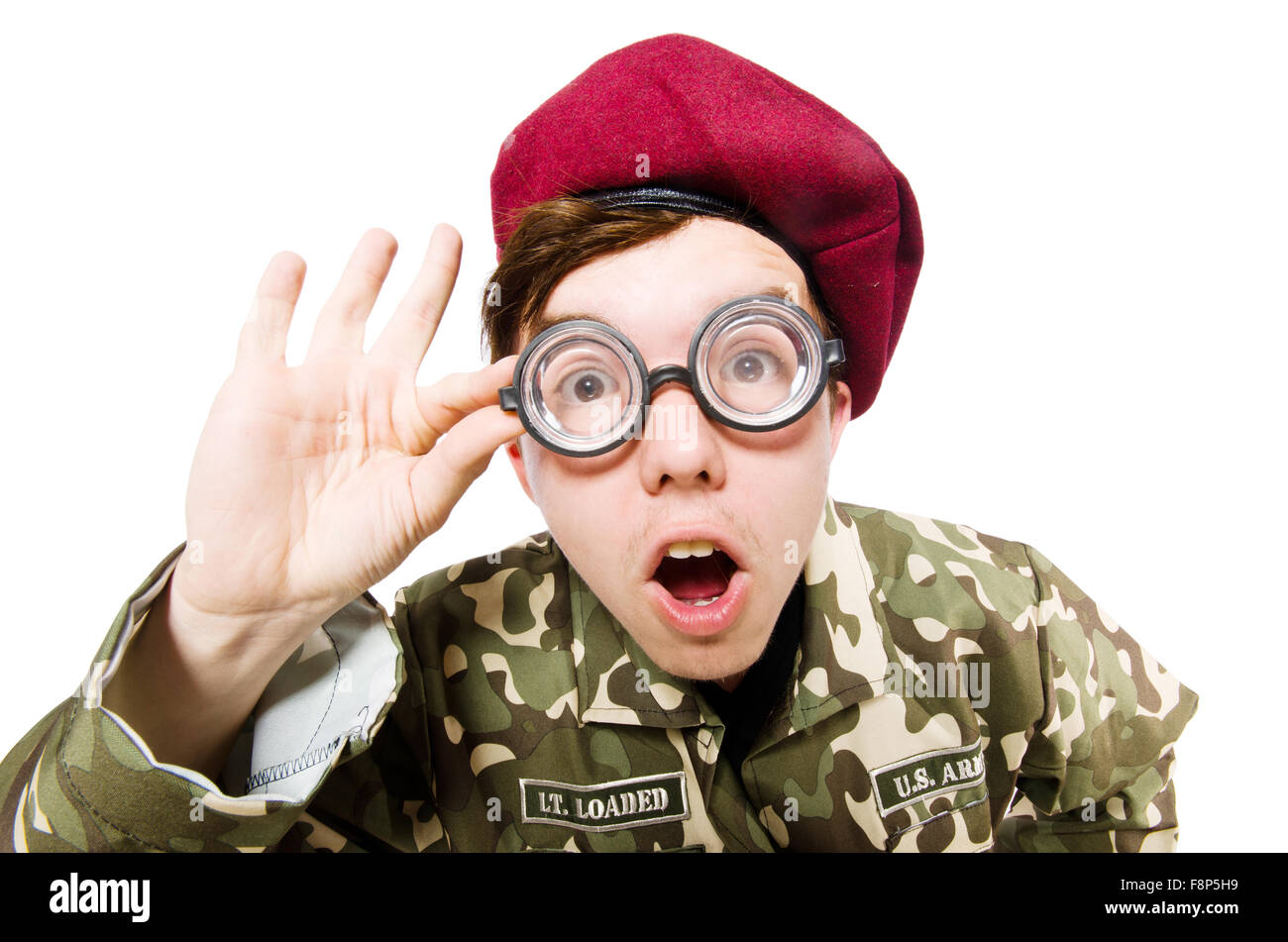 Funny soldier isolated on white Stock Photo - Alamy