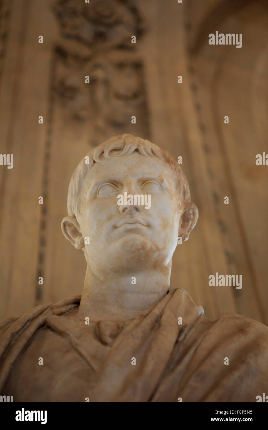 An ancient Roman statue on display at The Louvre, Paris, France Stock ...