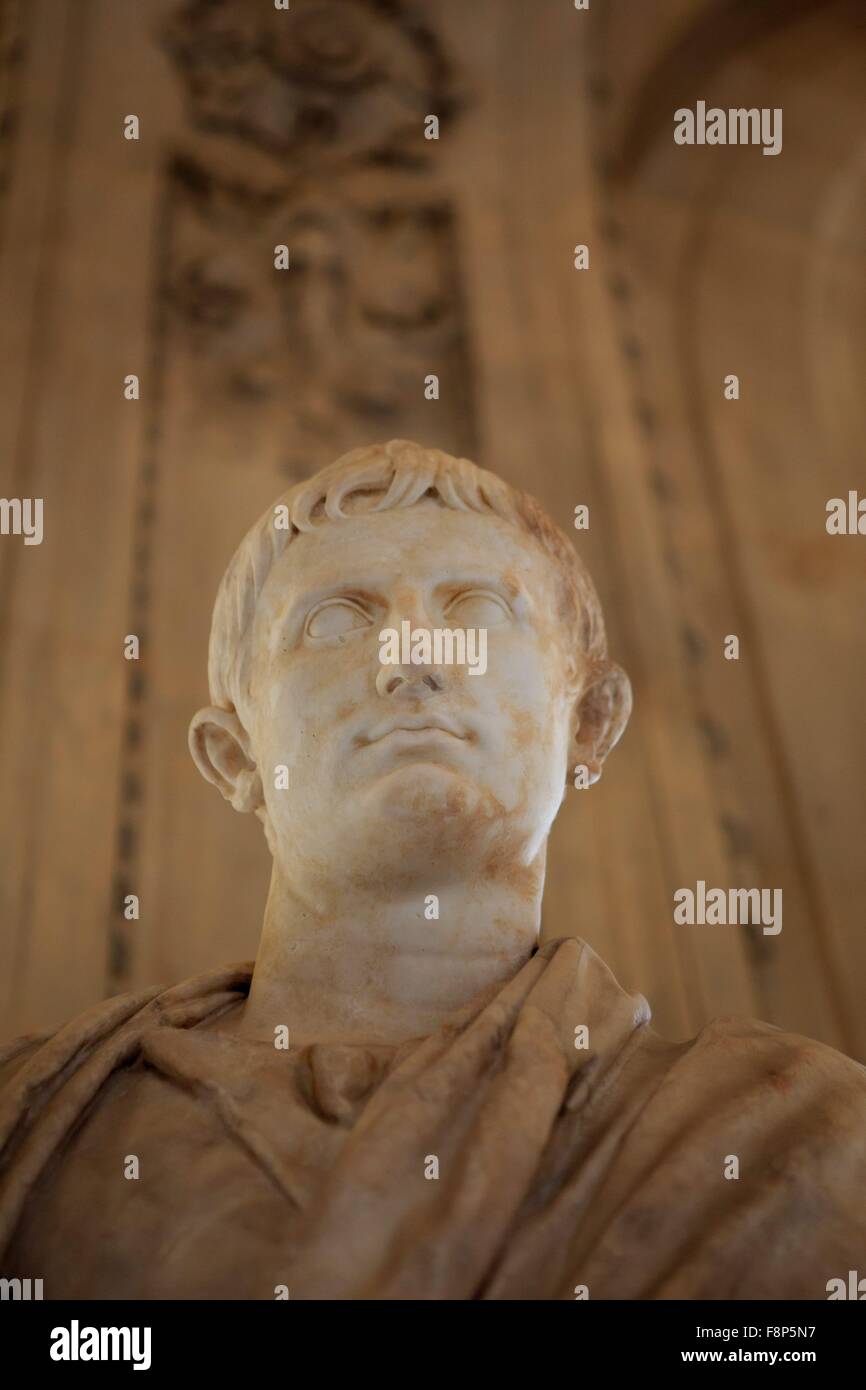 An ancient Roman statue on display at The Louvre, Paris, France Stock ...